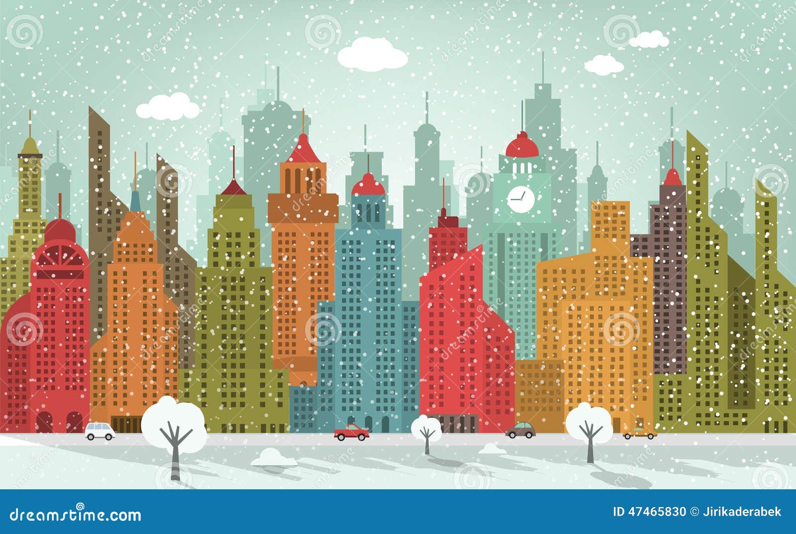 Colorful city stock vector. Illustration of foggy, downtown - 47465830