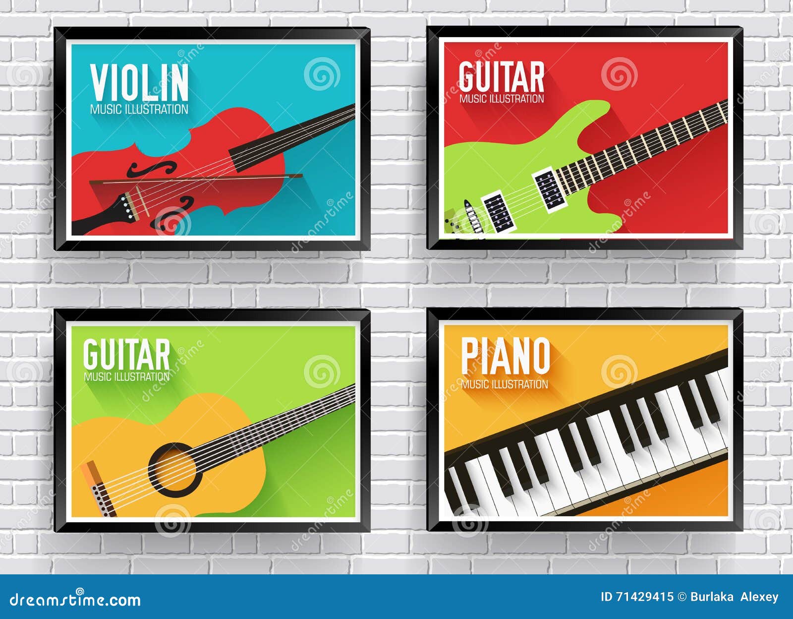 Colorful Classical Musical Instruments Background. Music Instruments ...