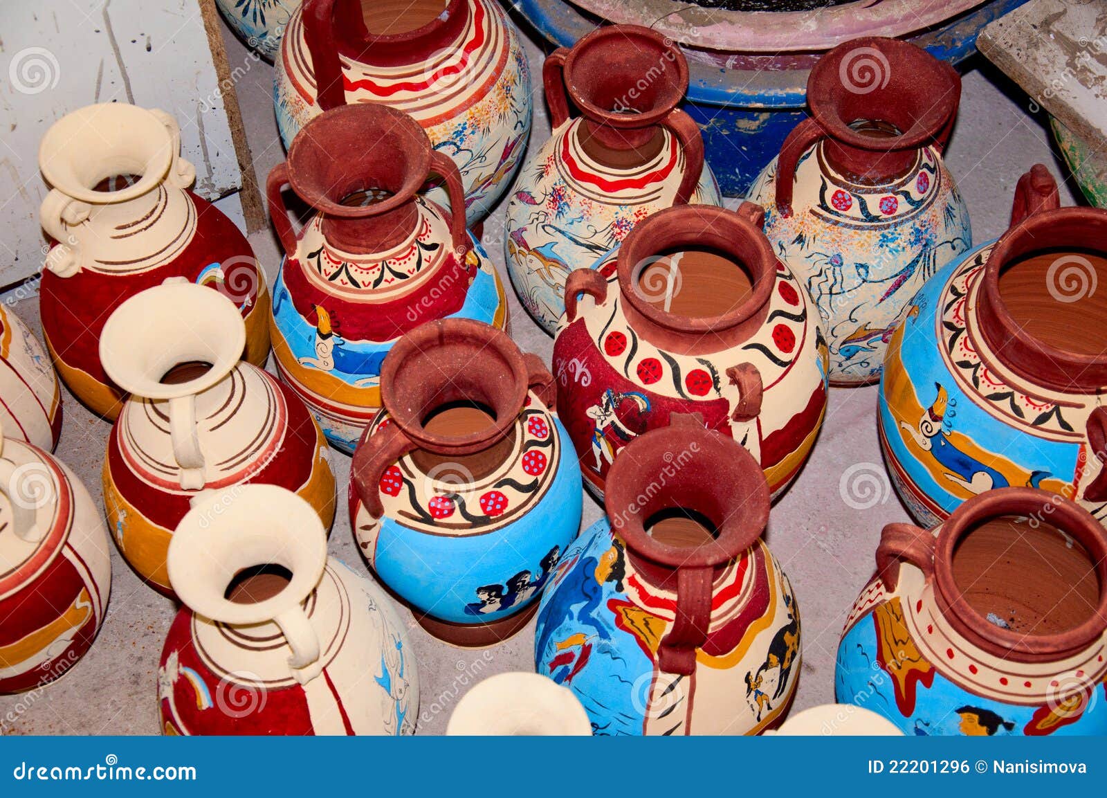 Colorful clay jars stock photo. Image of horizontal, decorative - 22201296