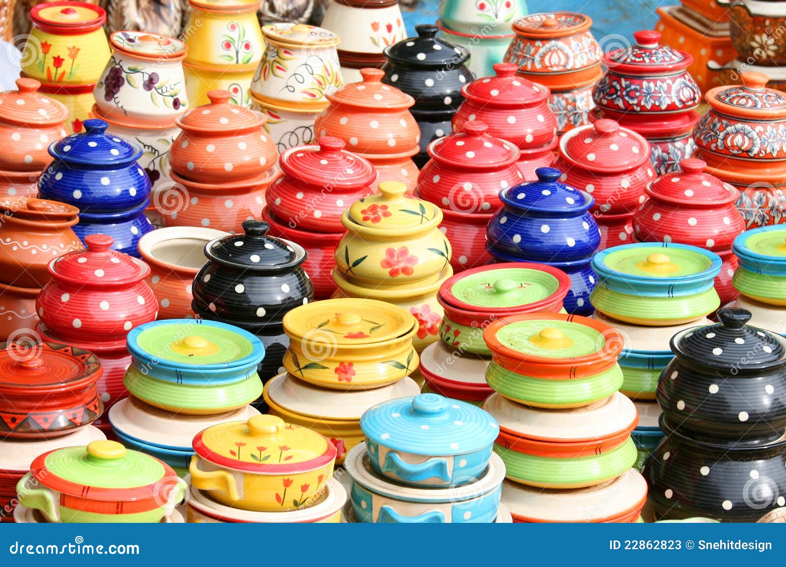 Colorful clay pots stock image. Image of figure, sacred - 22862823