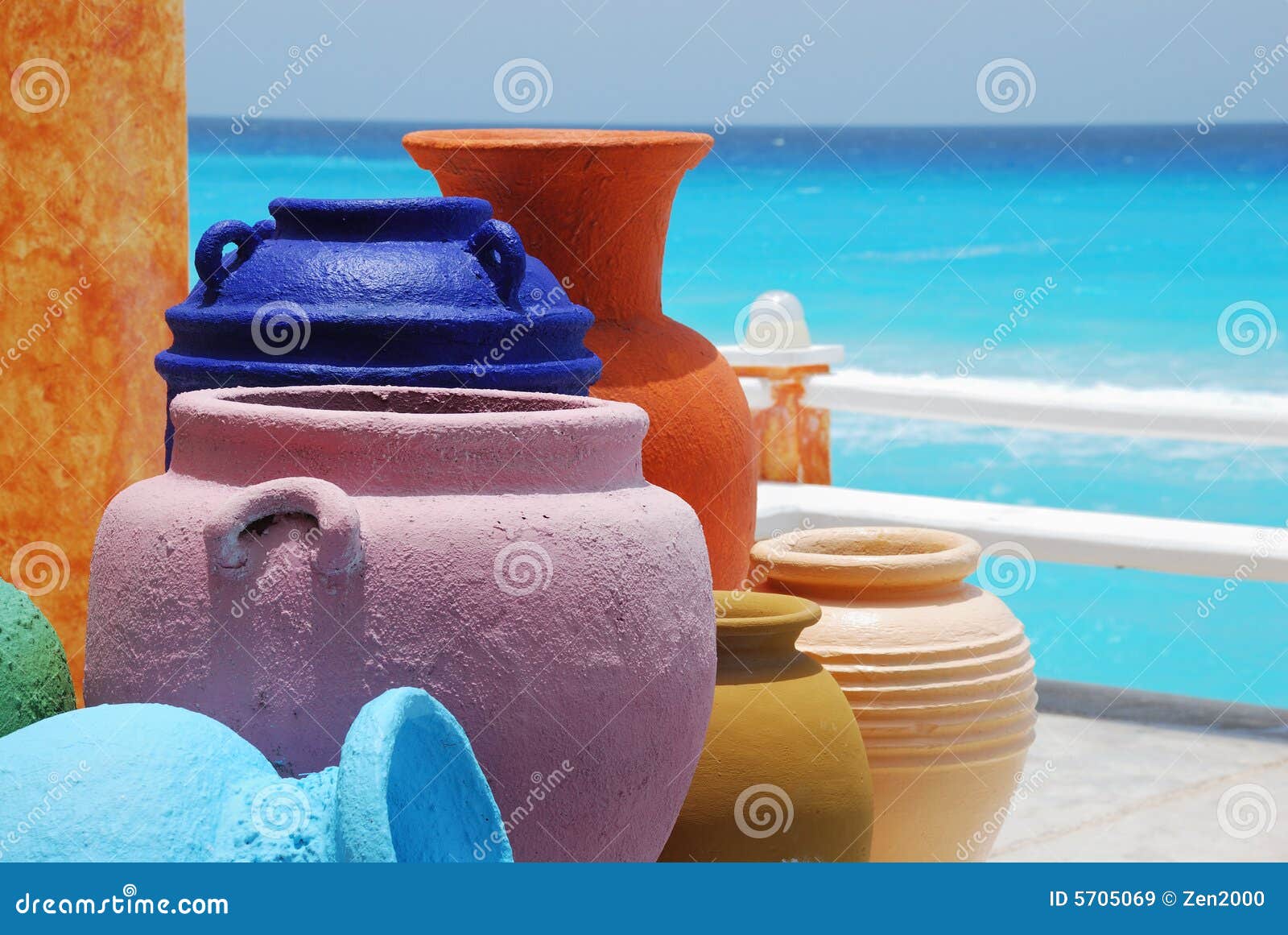 Colorful clay pots stock image. Image of resort, ocean - 5705069