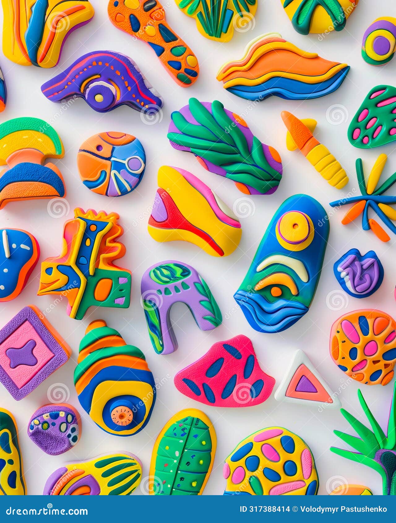 Colorful Clay Shapes Arranged on a White Surface Stock Photo - Image of ...