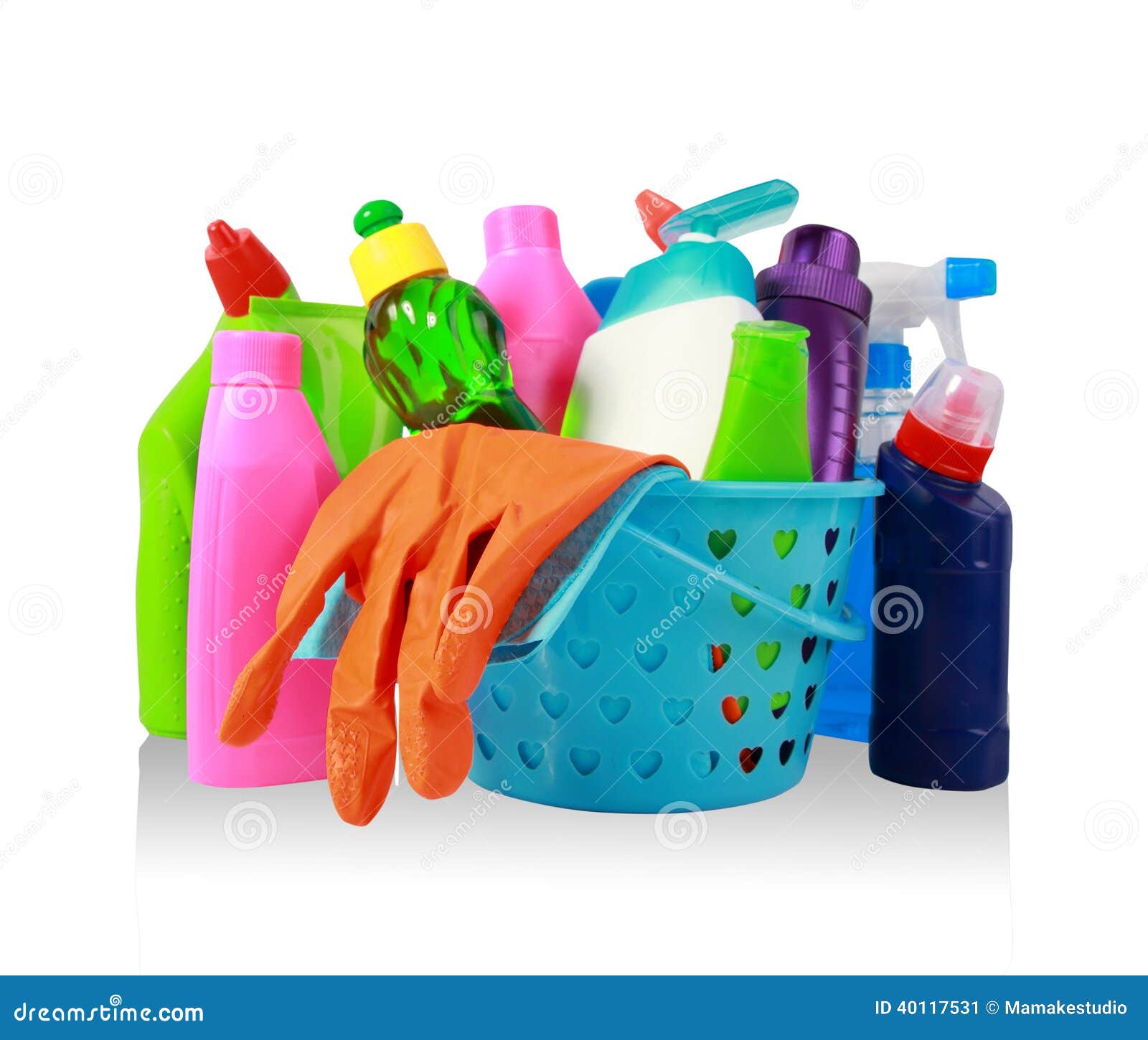 Colorful Cleaning Products Isolated Over White Stock Image - Image of ...
