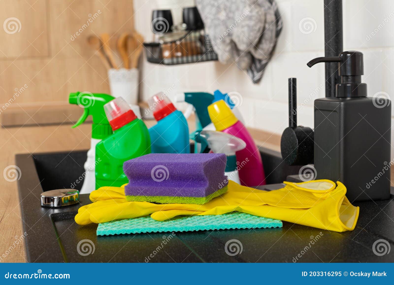 Cleaning items stock image. Image of housework, dust - 203316295