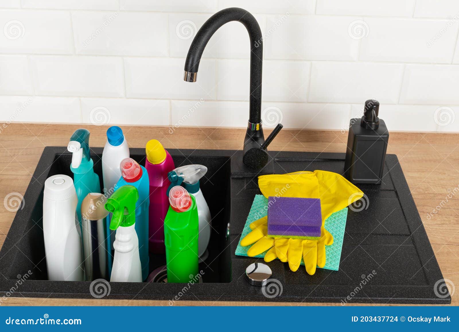 Cleaning items stock photo. Image of glove, dirty, hygienic - 203437724