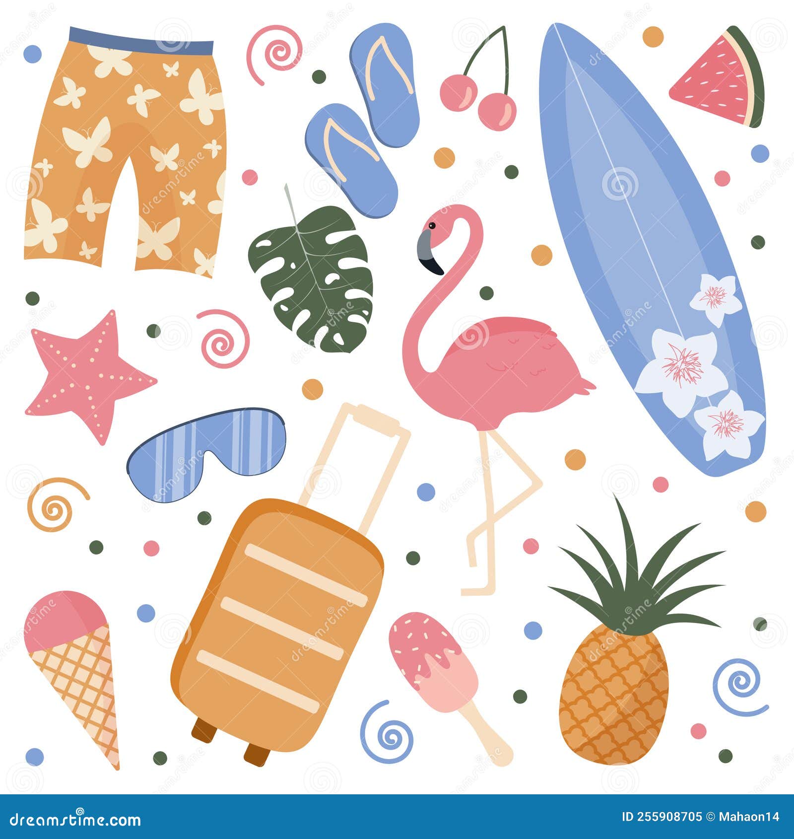 Summer Vacation Objects Set Stock Vector - Illustration of summer ...
