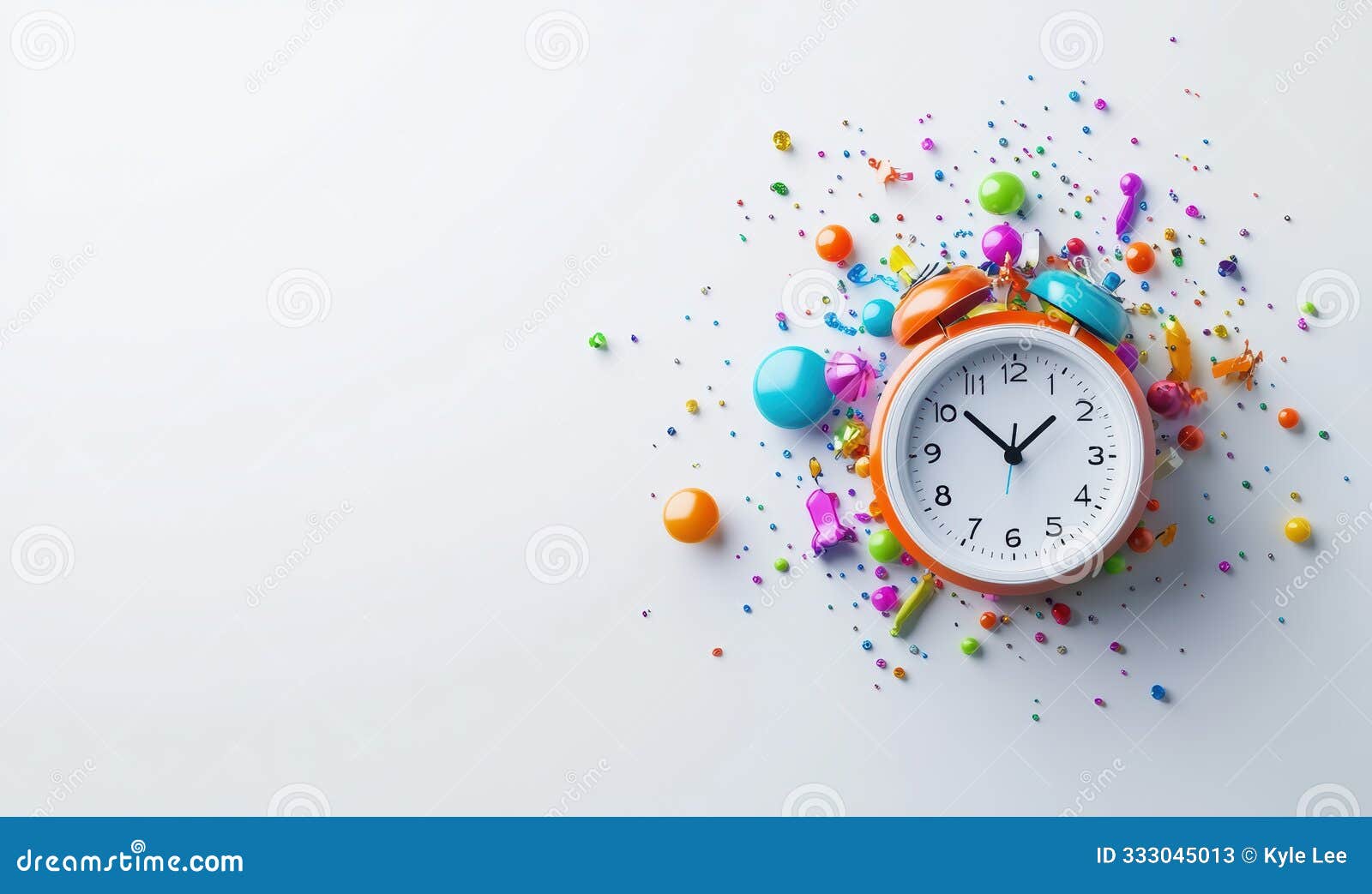 A Colorful Clock with Brightly Colored Objects Exploding Out from ...
