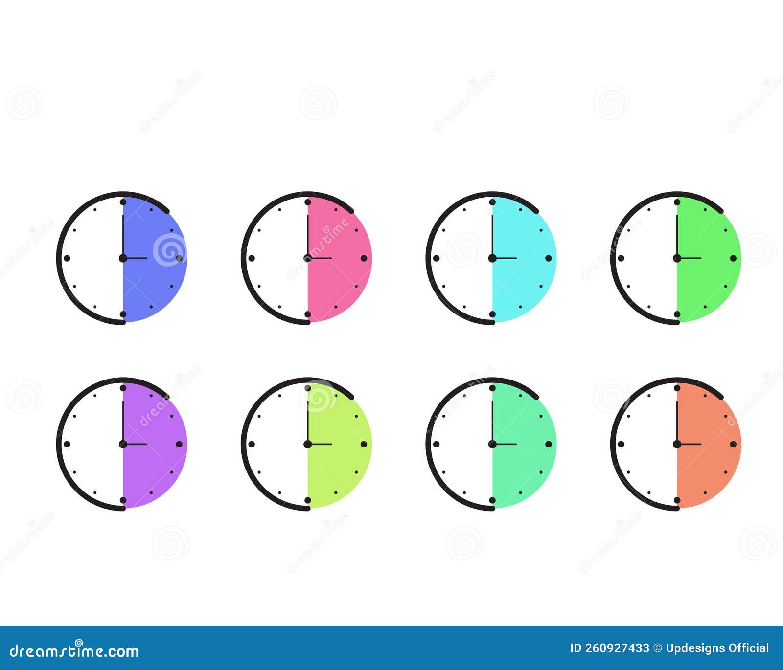 Colorful Clock Icons Vector Stock Images Fully Editable Best Graphics