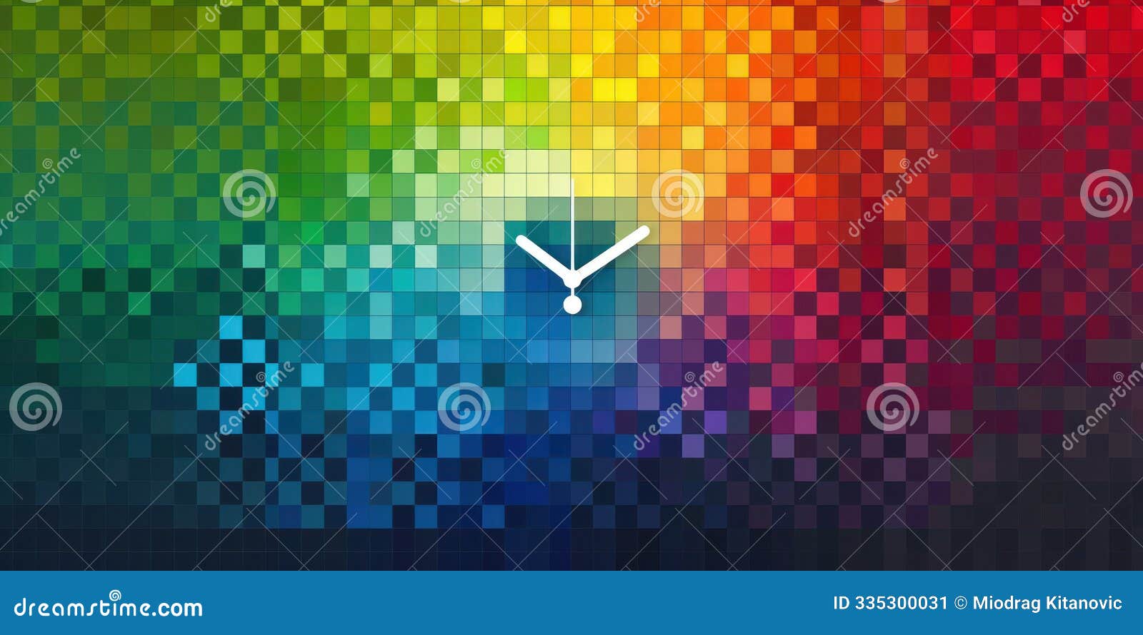 Colorful Clock Illustration Featuring a Vibrant Pixelated Pattern ...