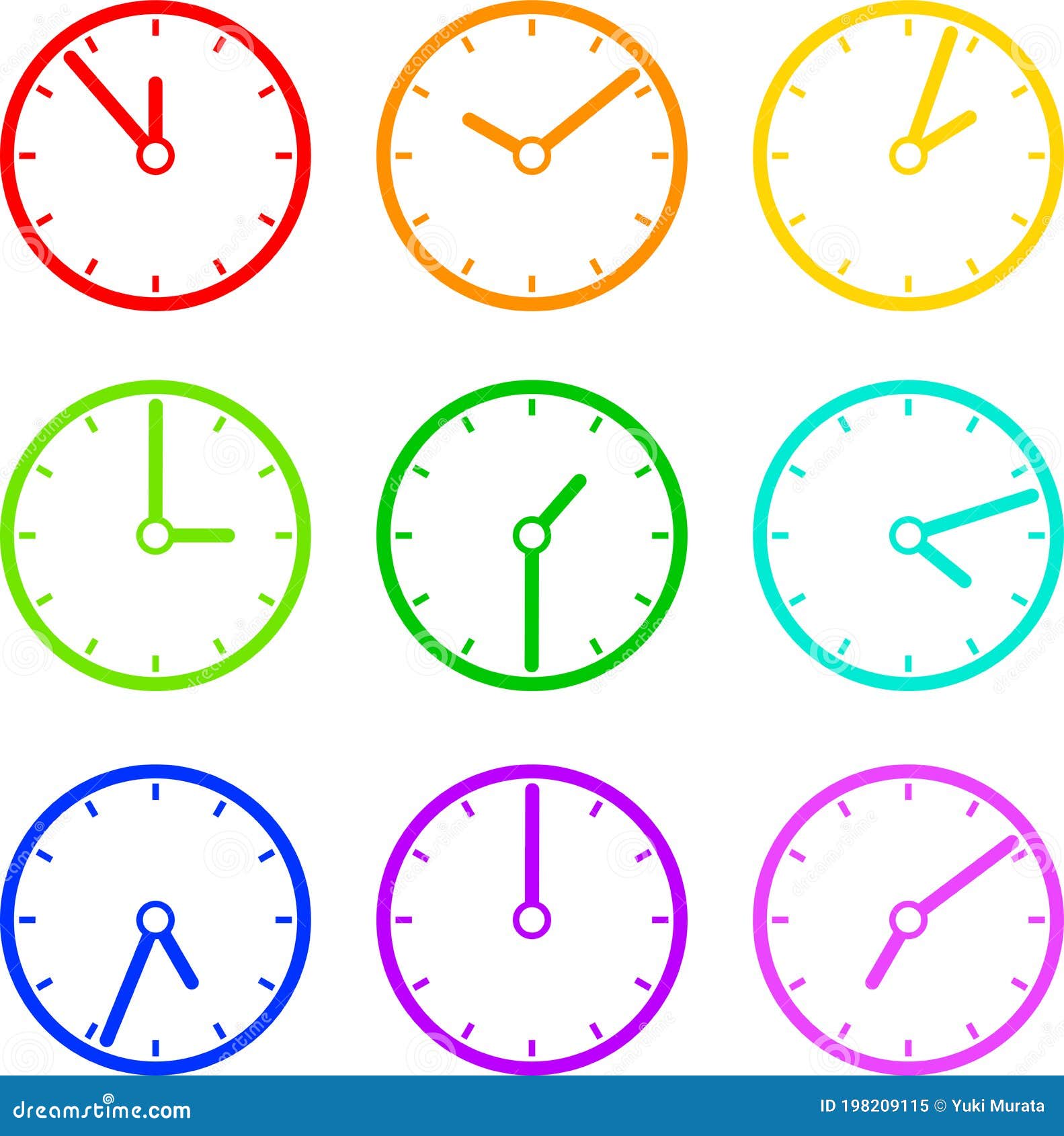 Colorful Clock Illustration Set Stock Vector - Illustration of design ...