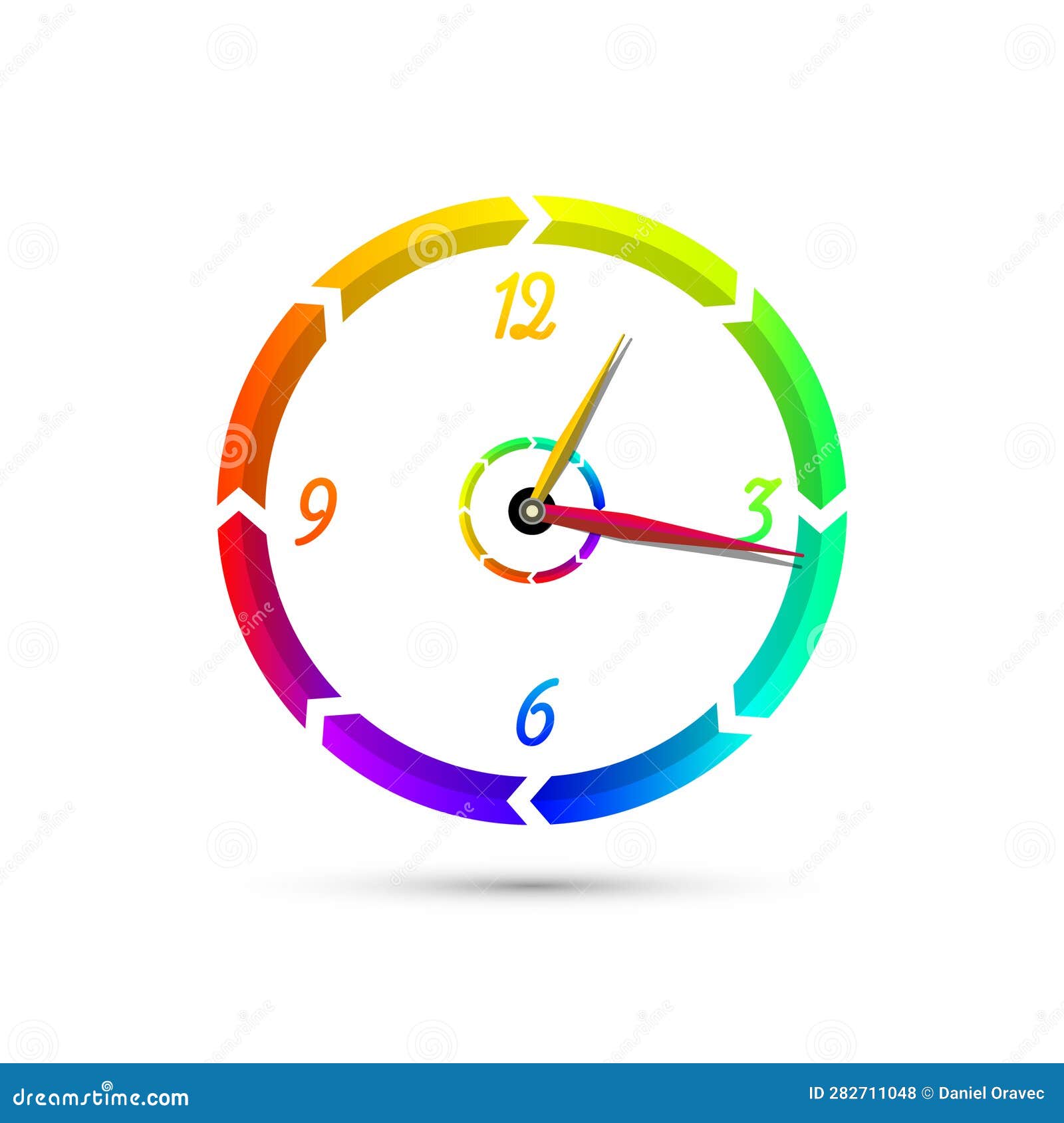 Colorful Clock Isolated On White Backgrouns Vector Illustration ...