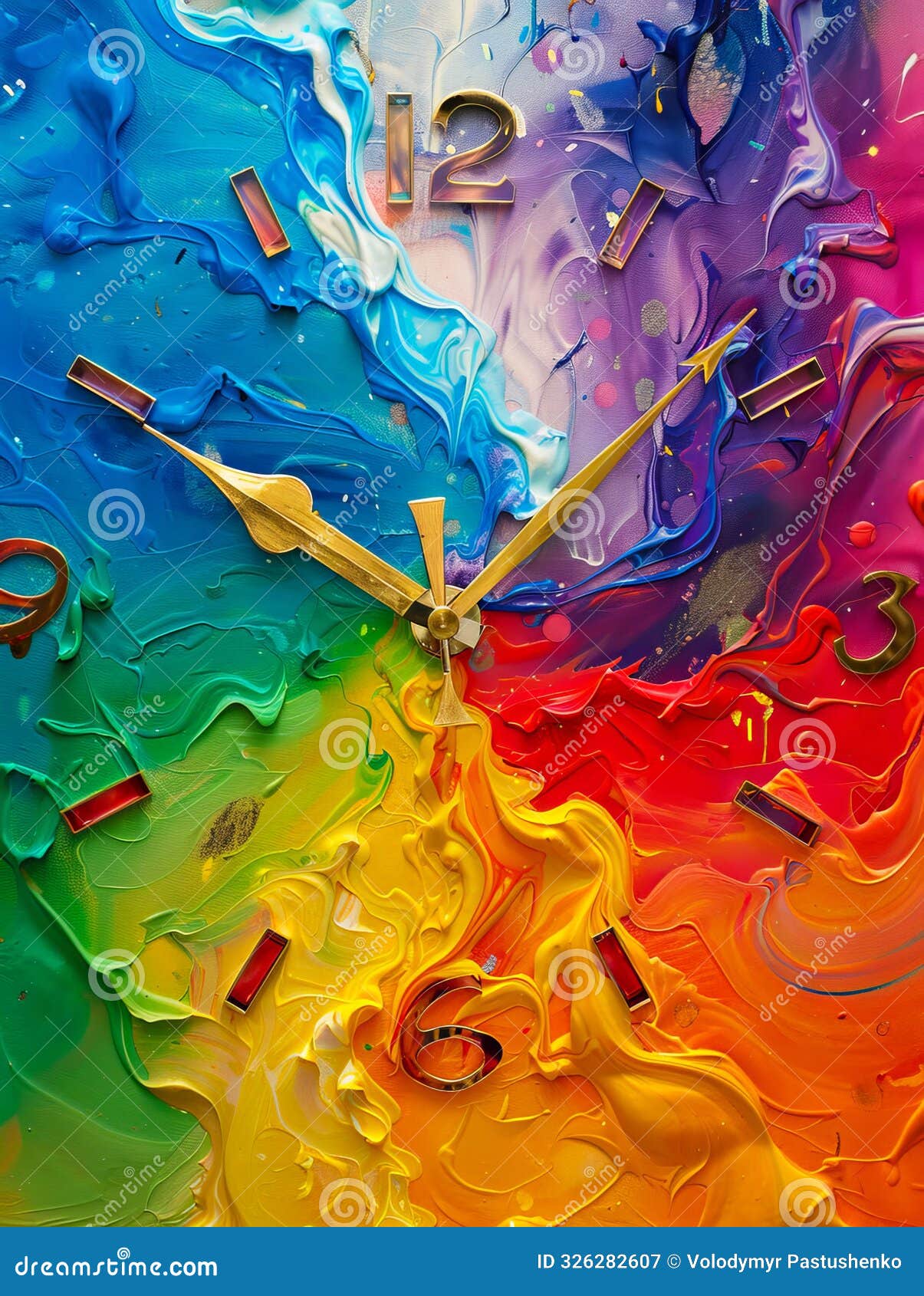 A Colorful Clock with Paint on it Stock Image - Image of modern, paint ...