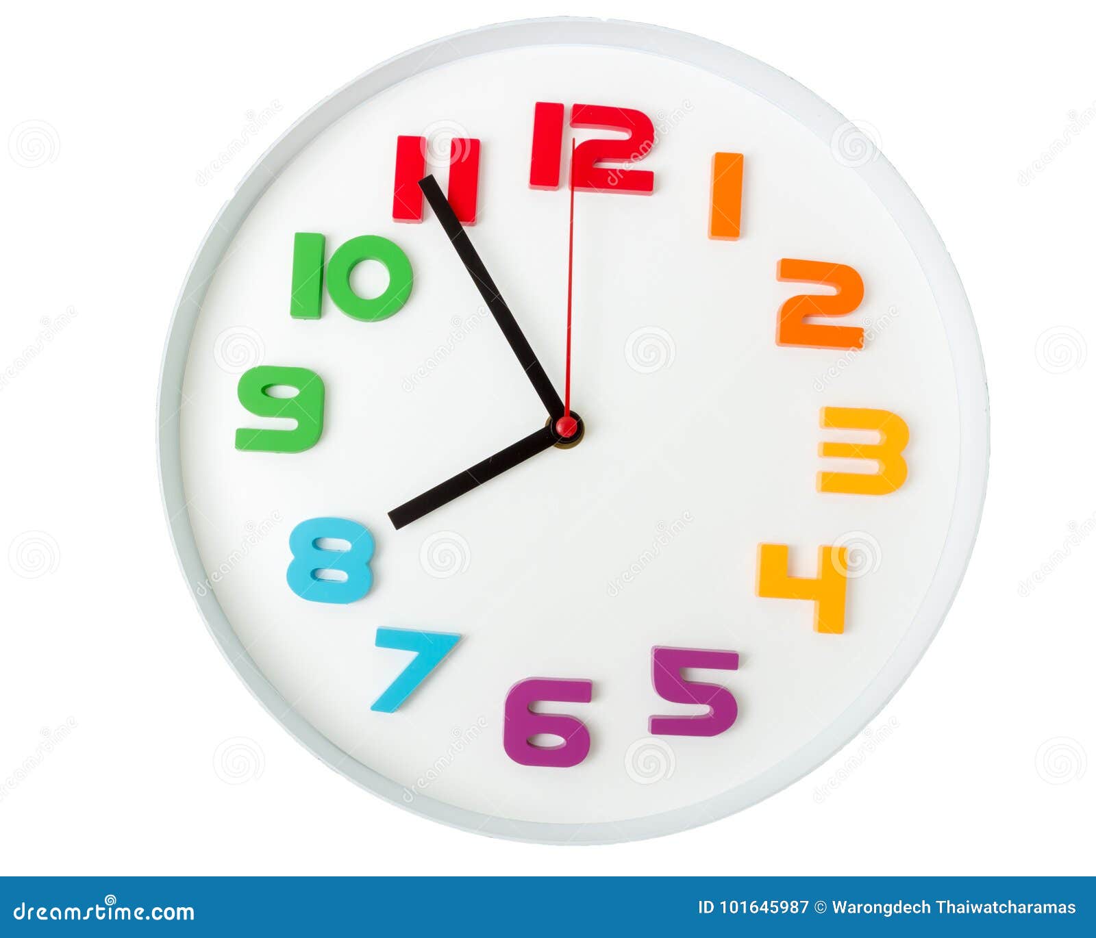 Colorful Clock or Time Abstract Background. White Clock with Red Stock ...