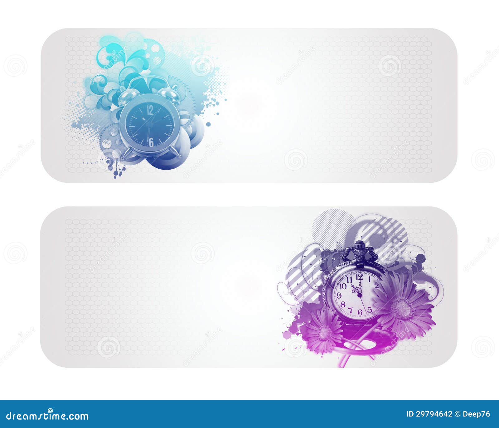 Colorful Clock Vector Banner Stock Illustration - Illustration of ...