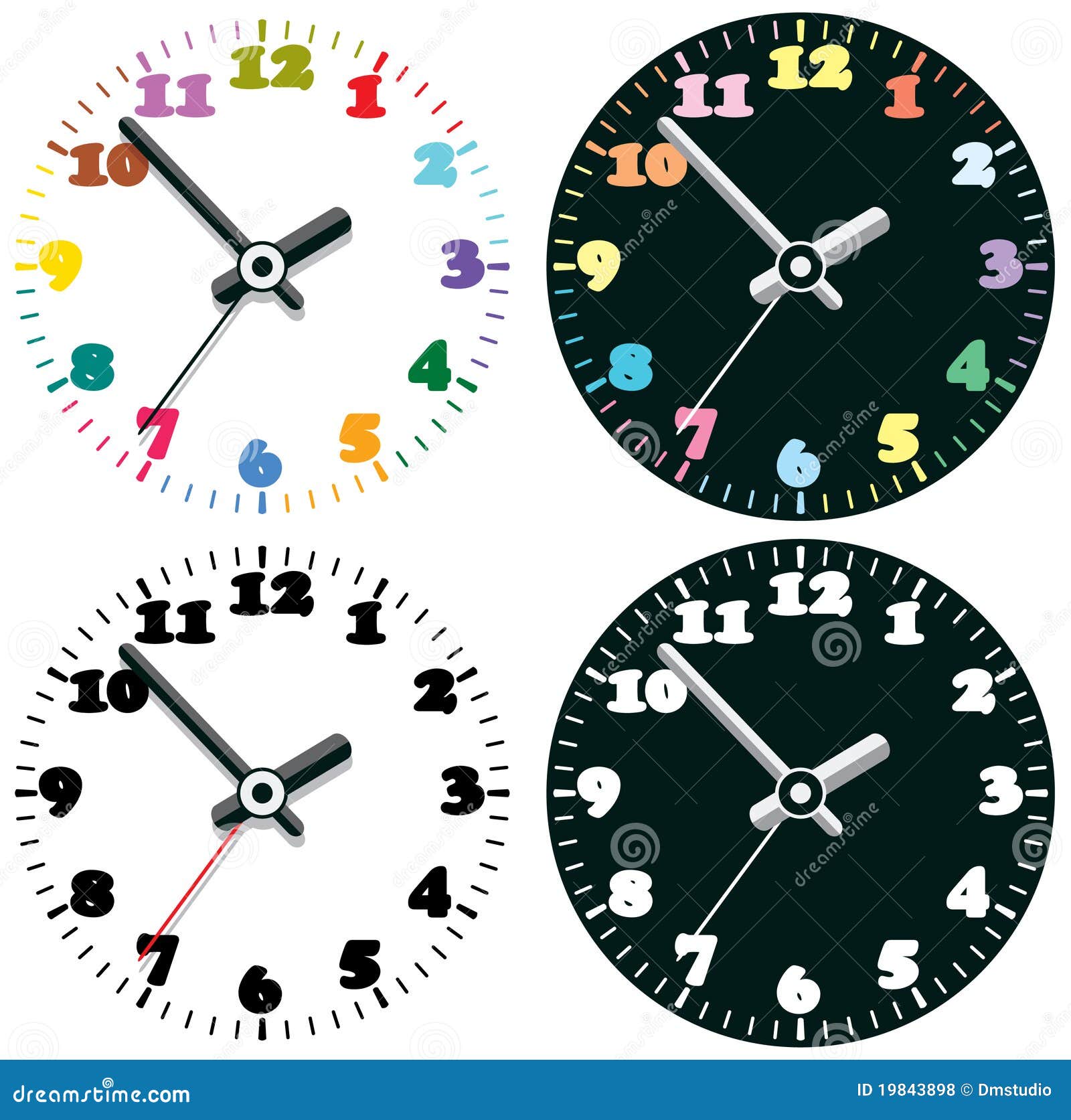 Colorful clocks stock vector. Illustration of race, graphic - 19843898