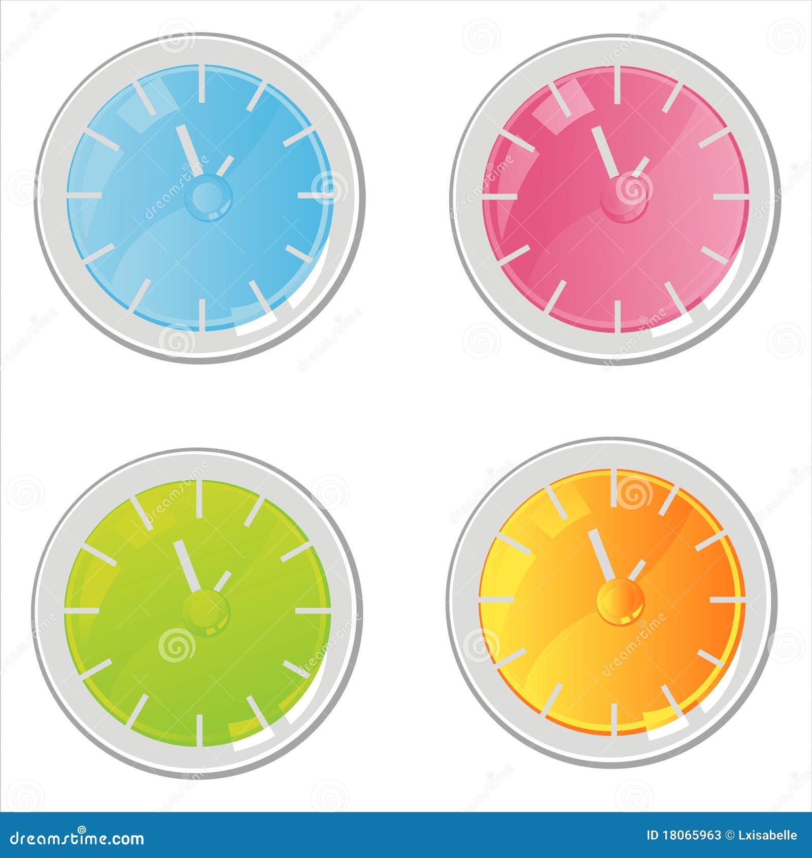 Colorful clocks icons stock vector. Illustration of isolated - 18065963