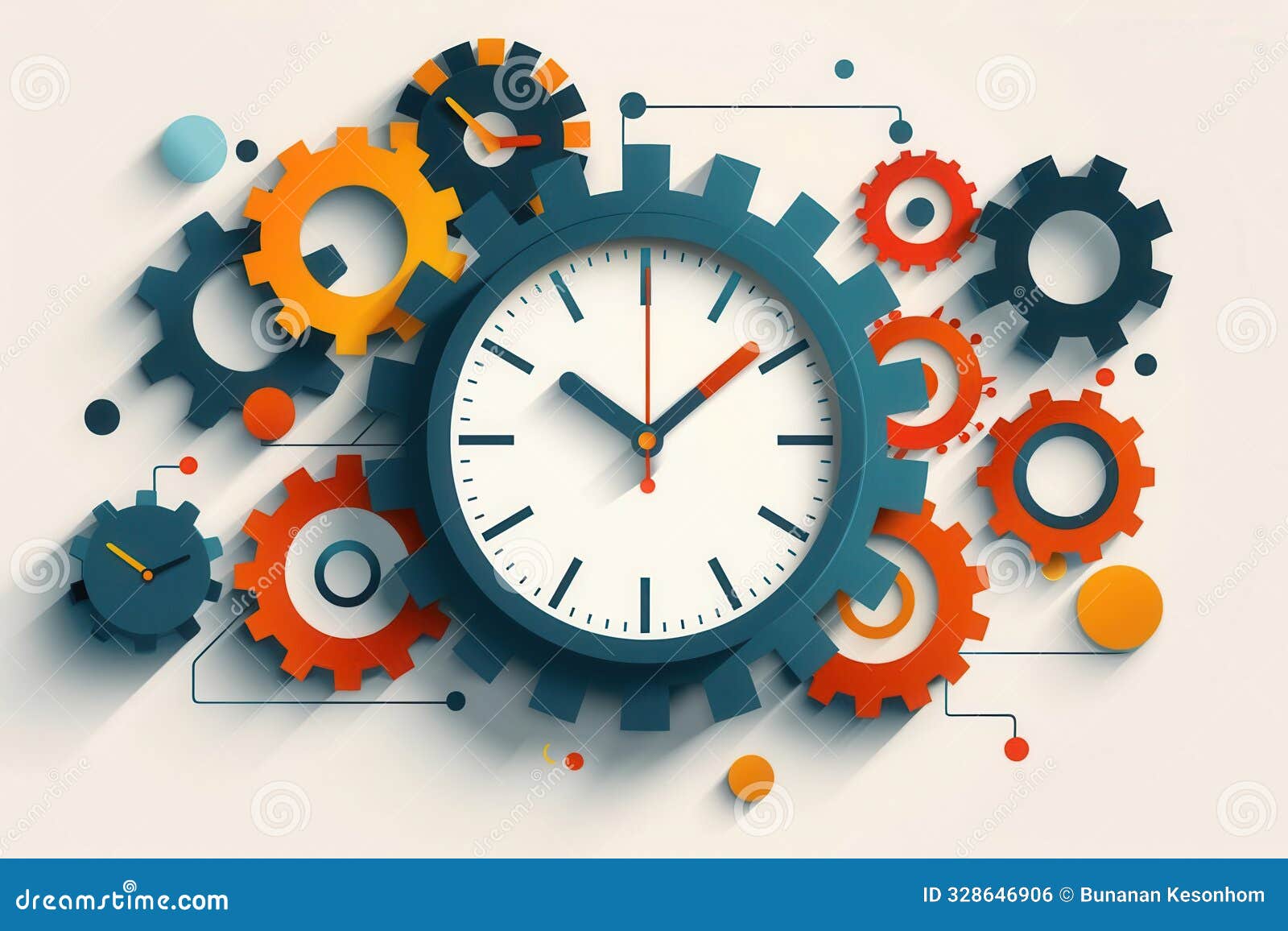 Colorful Clockwork Gears Turning. Time Management Concept Stock ...