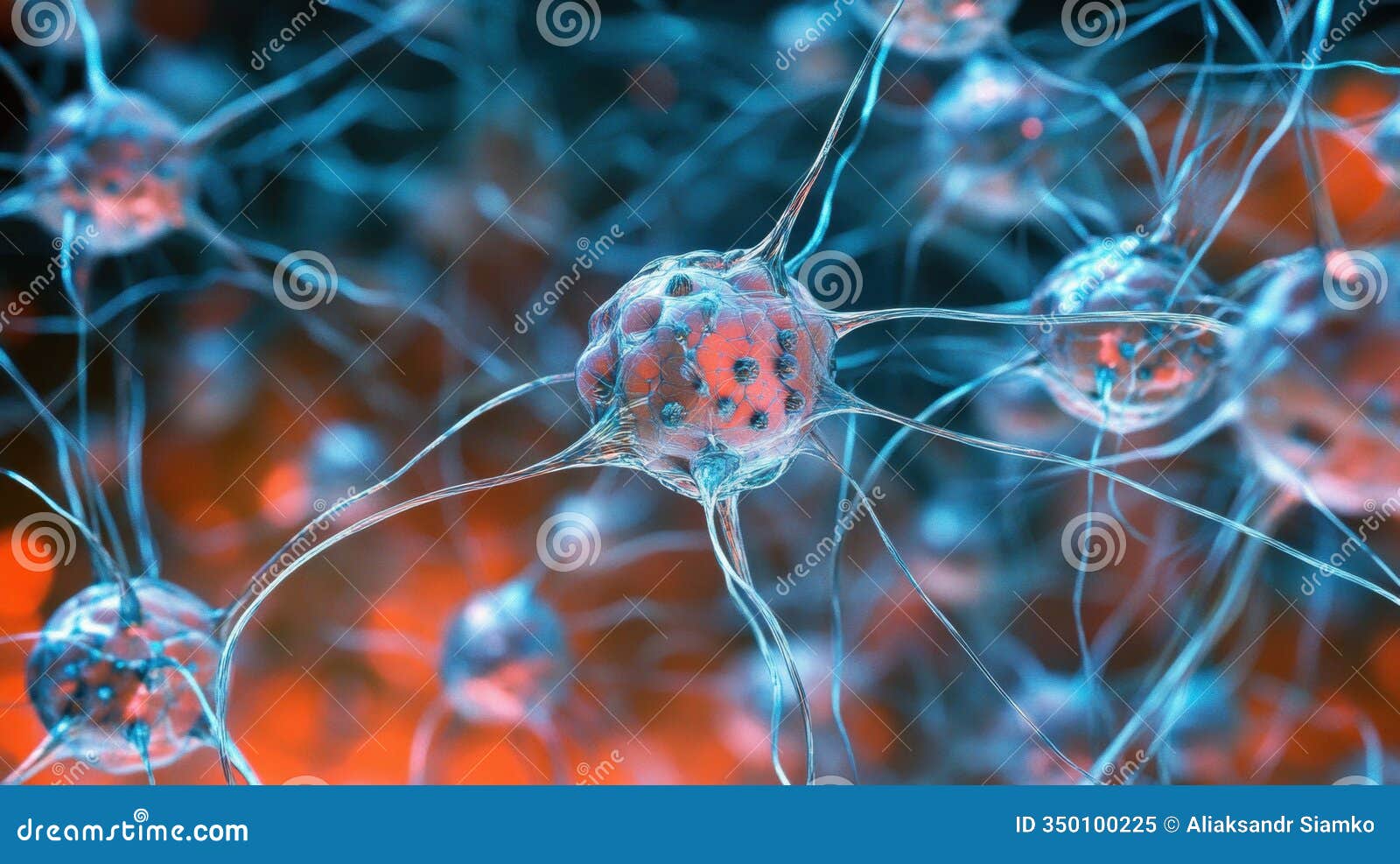 Close-up Of Neurons And Synopses Of The Brain In Purple Light In The ...