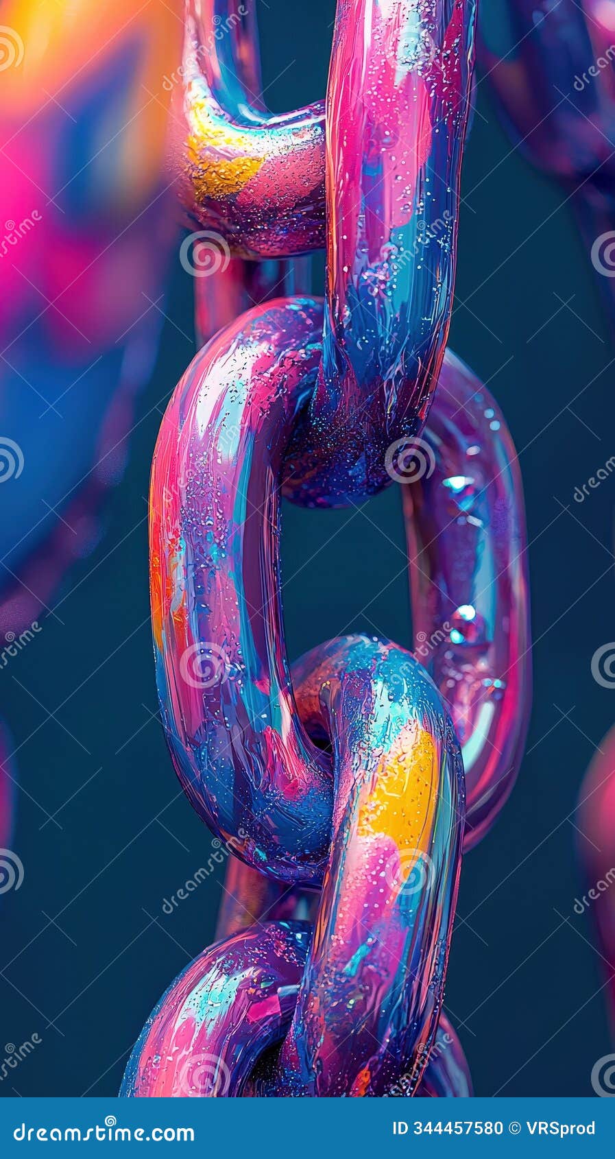 Colorful Close-up of Interlinked Chains with Abstract Textures Stock ...