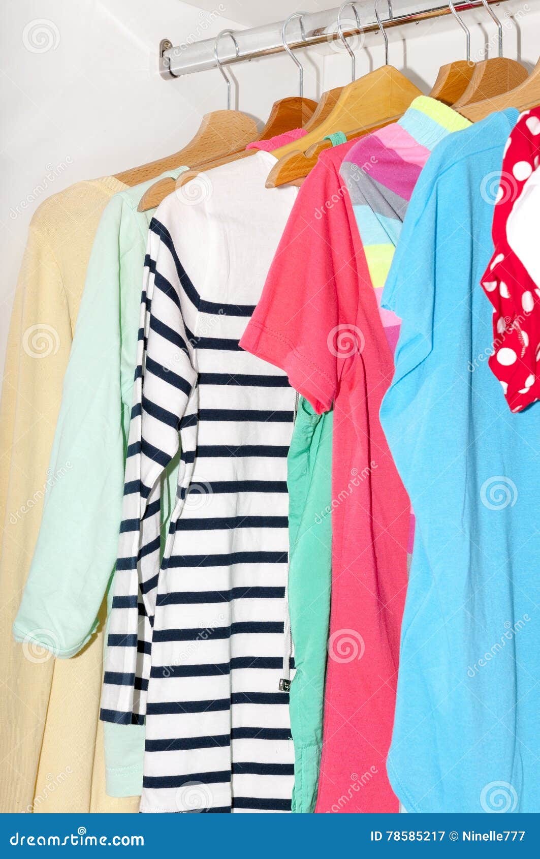 Colorful Clothes for Choice in the Wardrobe Stock Image - Image of ...