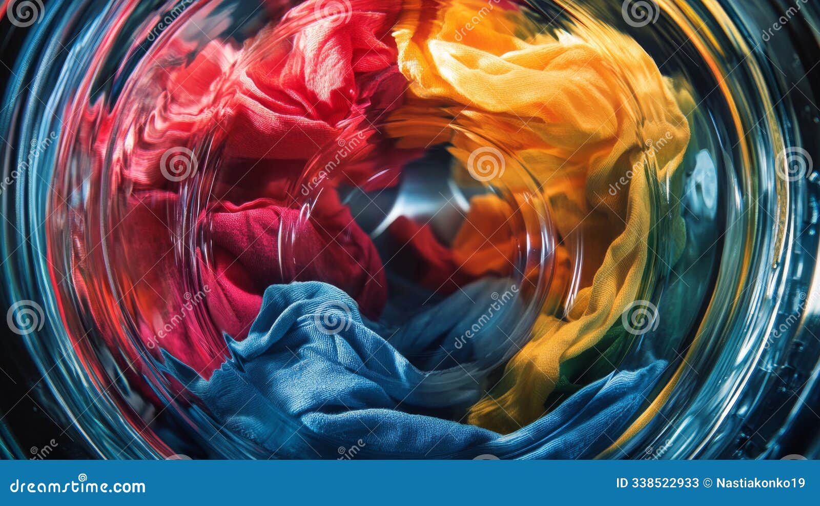 Colorful Clothes Inside Washing Machine, Swirling Motion. Laundry and ...