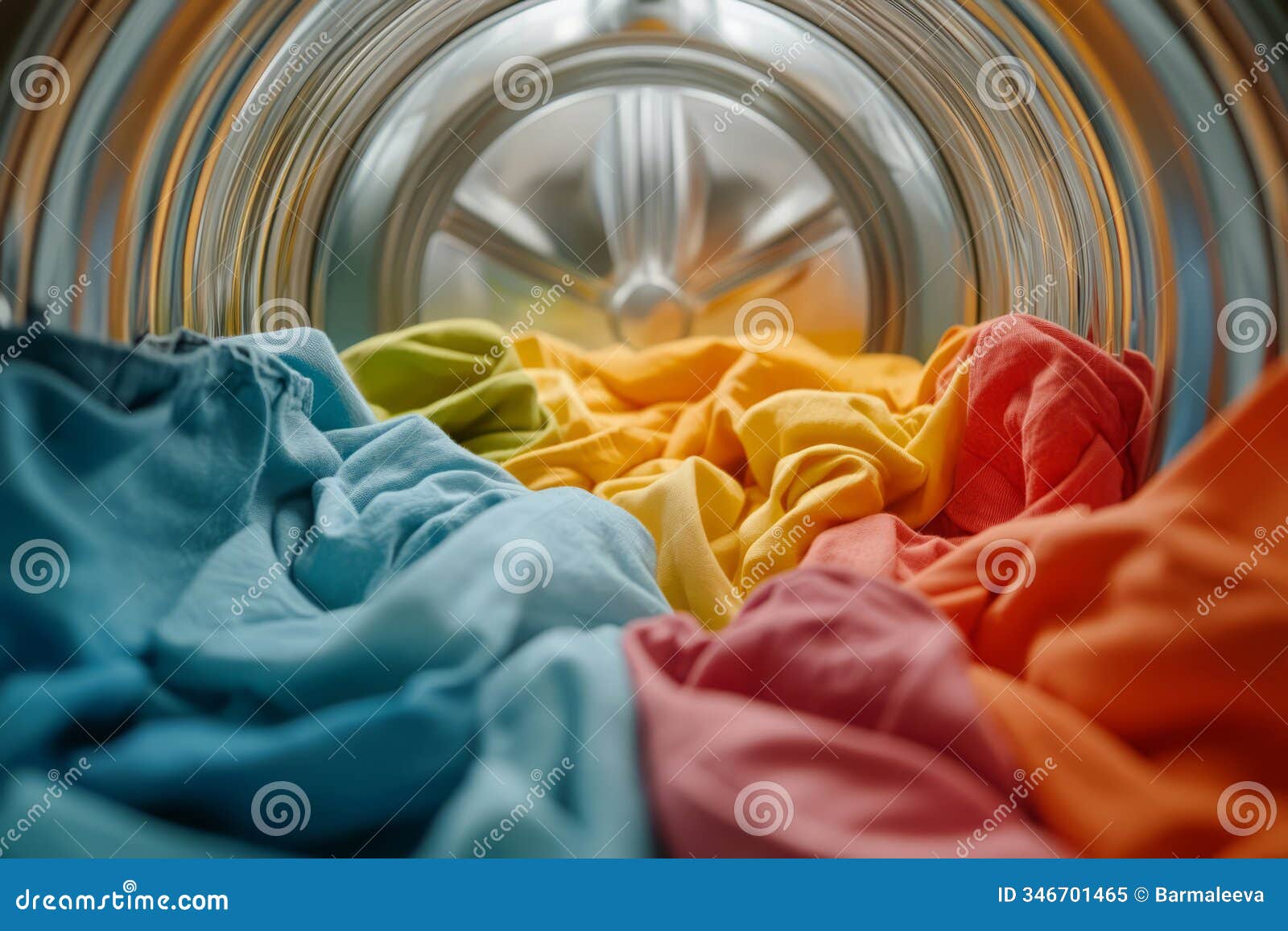 Colorful Clothes in a Washing Machine Drum Stock Image - Image of ...