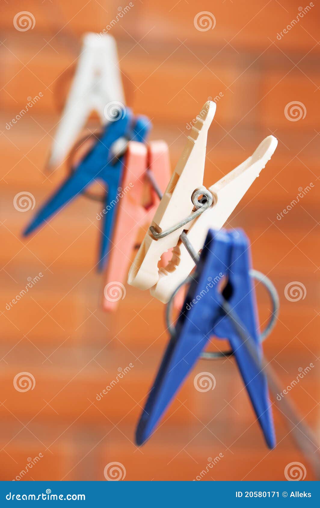 Colorful Clothespin Hanging on a Clothesline Stock Image - Image of ...