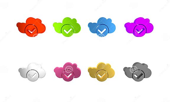Colorful Cloud with Check Mark Icon Isolated on White Background. Cloud ...