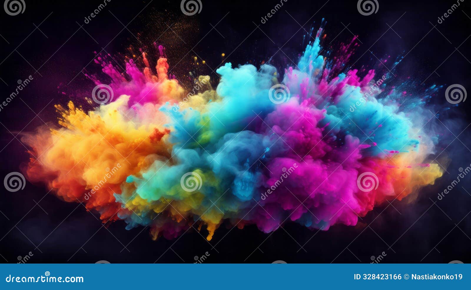 A Colorful Cloud of Colored Powder on a Black Background Stock Photo ...