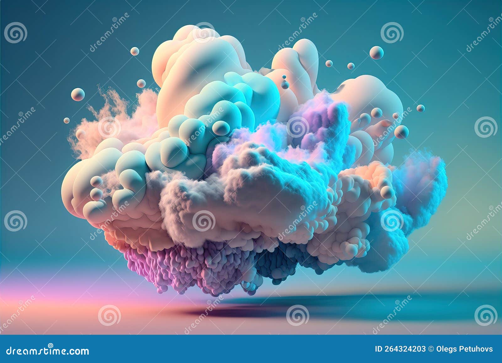 A Colorful Cloud of Liquid Floating in the Air with Bubbles on it S ...
