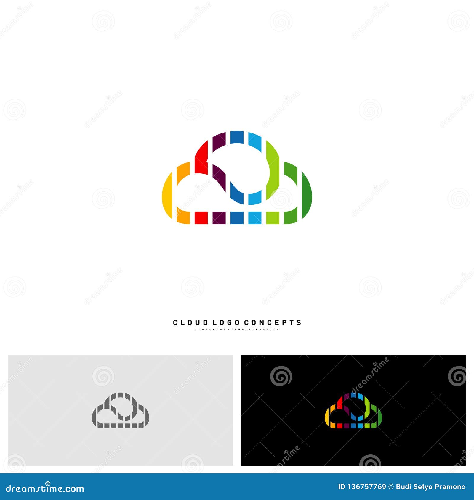 Colorful Cloud Logo Design Concept Vector. Cloud Paint Logo Template ...