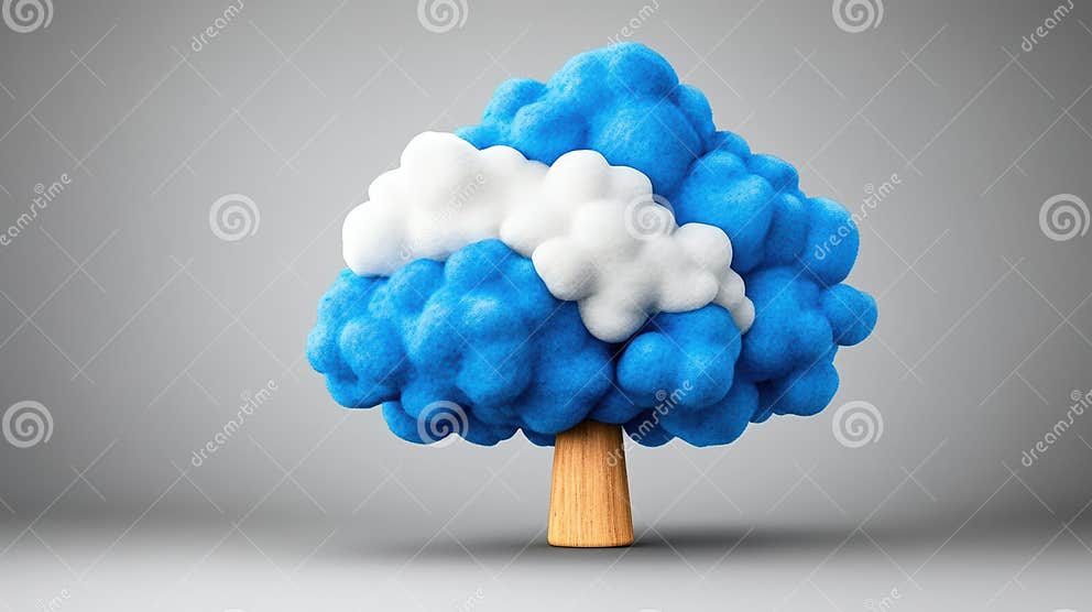 Colorful Cloudshaped Tree on a Gray Background Stock Illustration ...