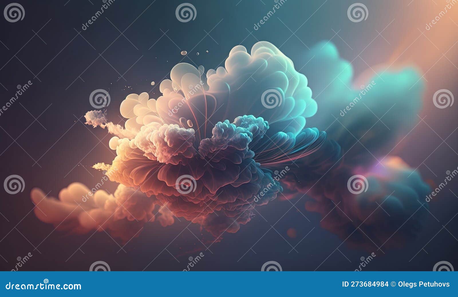 A Colorful Cloud of Smoke is Floating in the Air on a Dark Background ...