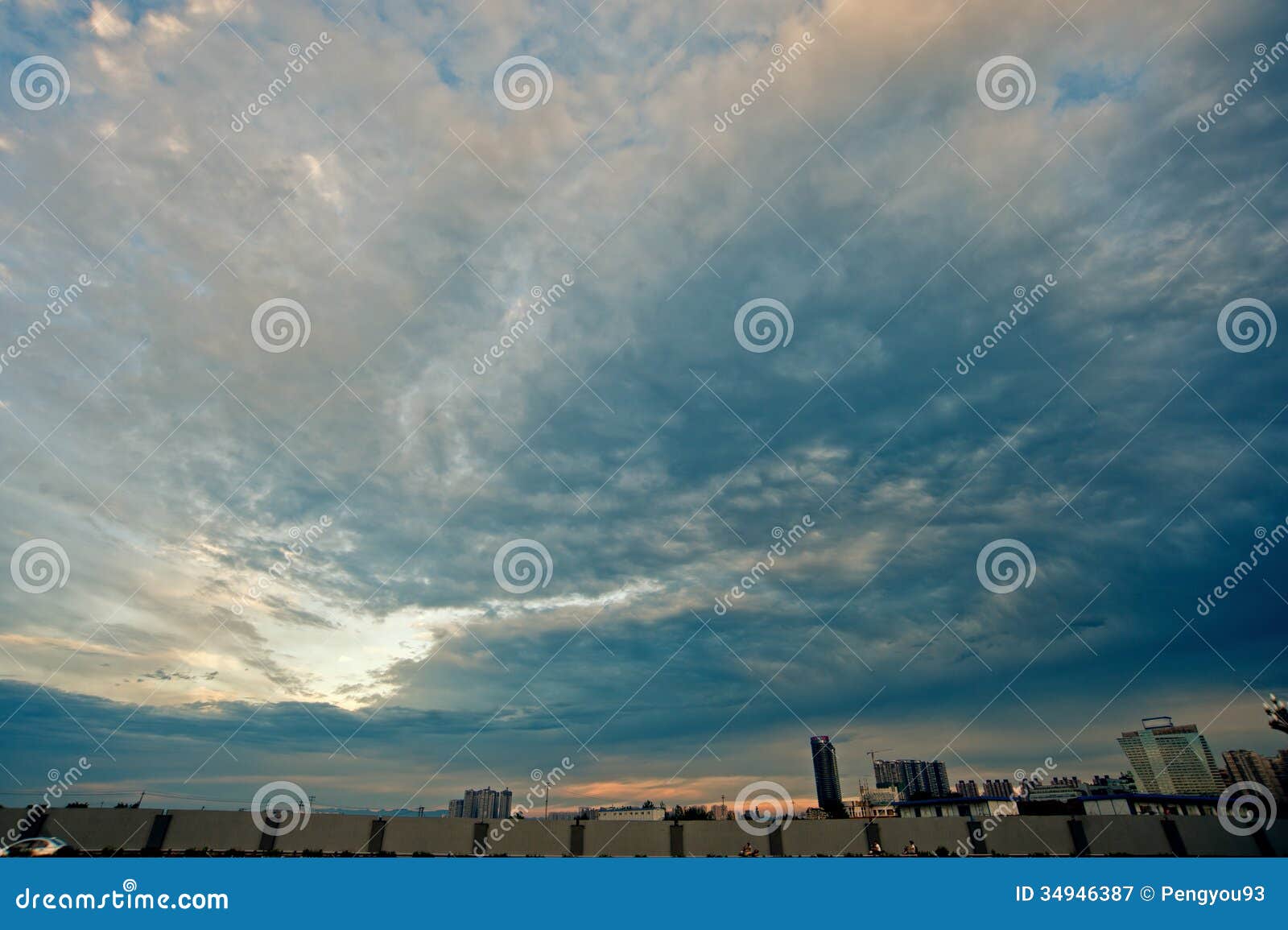 Colorful Clouds Above the City, the City Square Stock Image - Image of ...