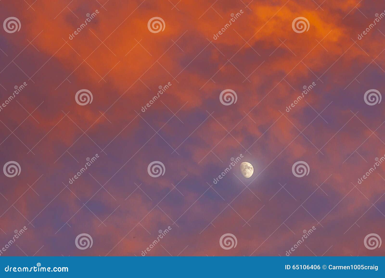 Colorful Clouds and Moon stock photo. Image of clouds - 65106406