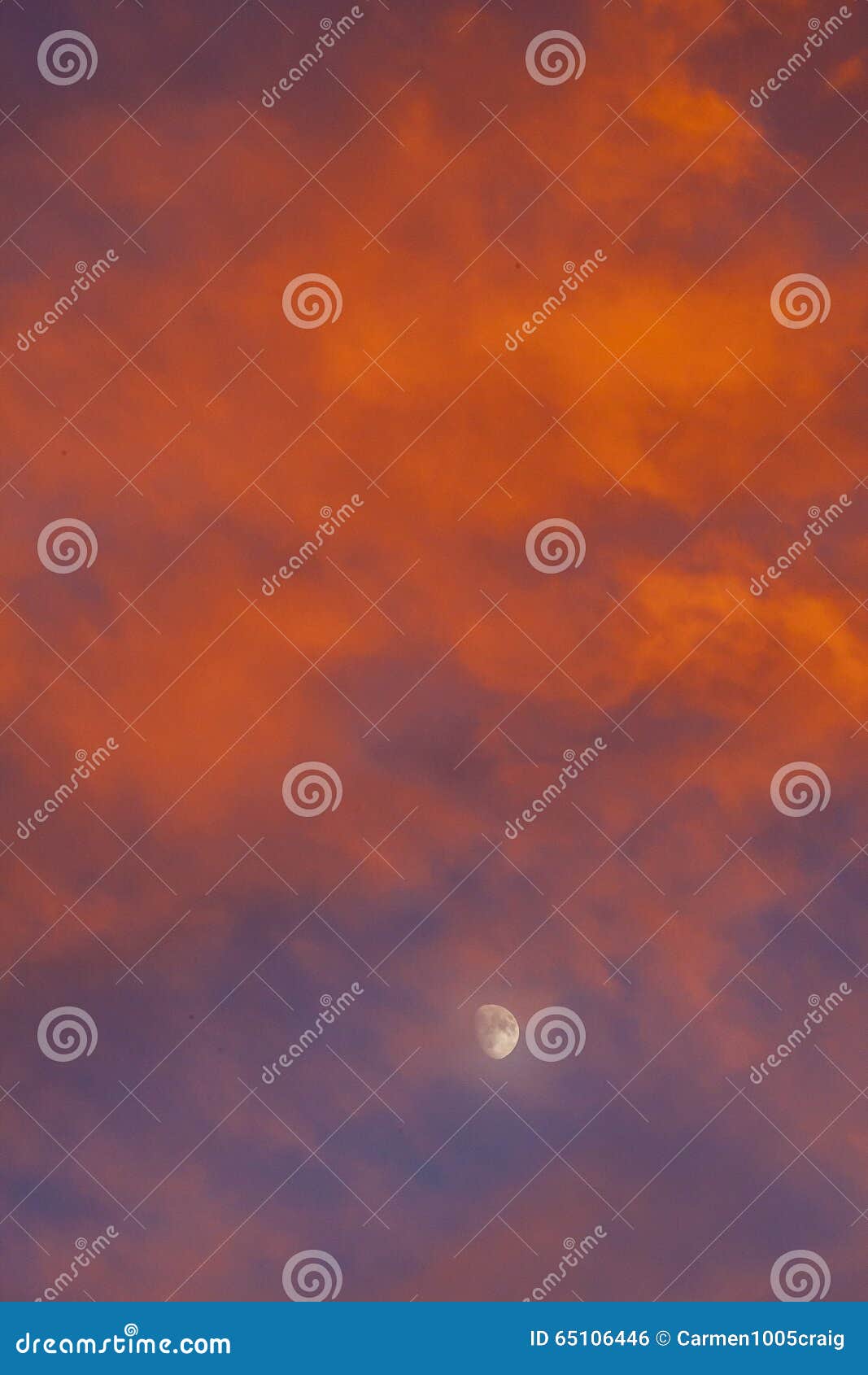Colorful Clouds and Moon stock photo. Image of clouds - 65106446