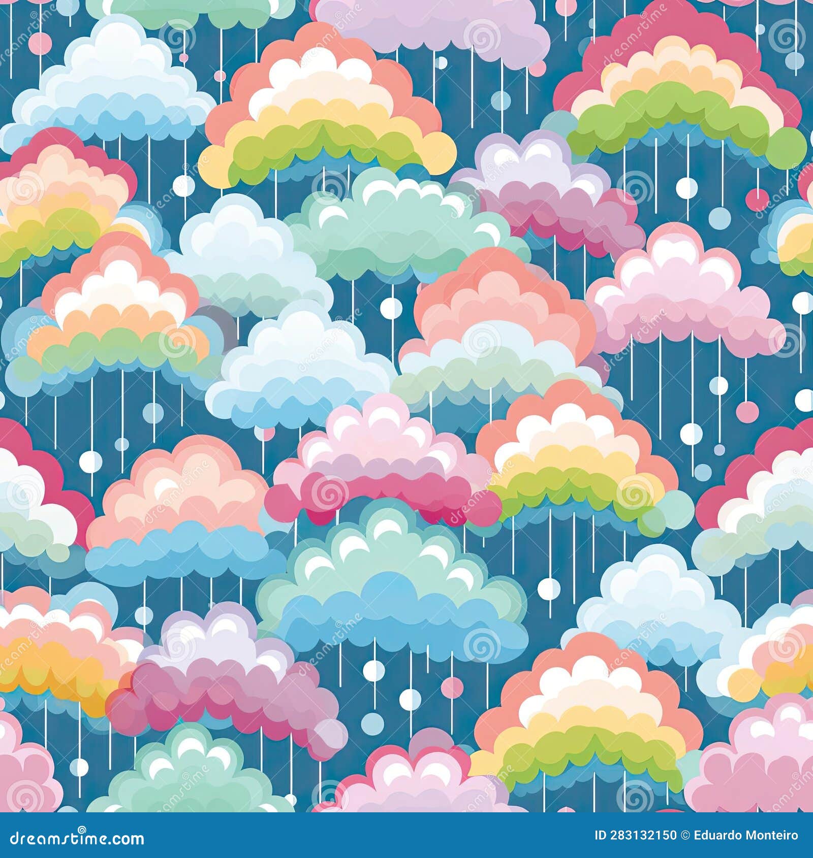 Colorful Clouds and Rain in a Repeating Pattern (tiled Stock ...