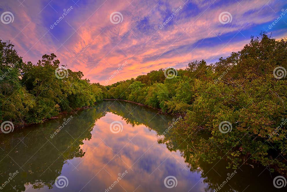 Colorful Clouds from Setting Sun Over the South Fork of the Licking ...