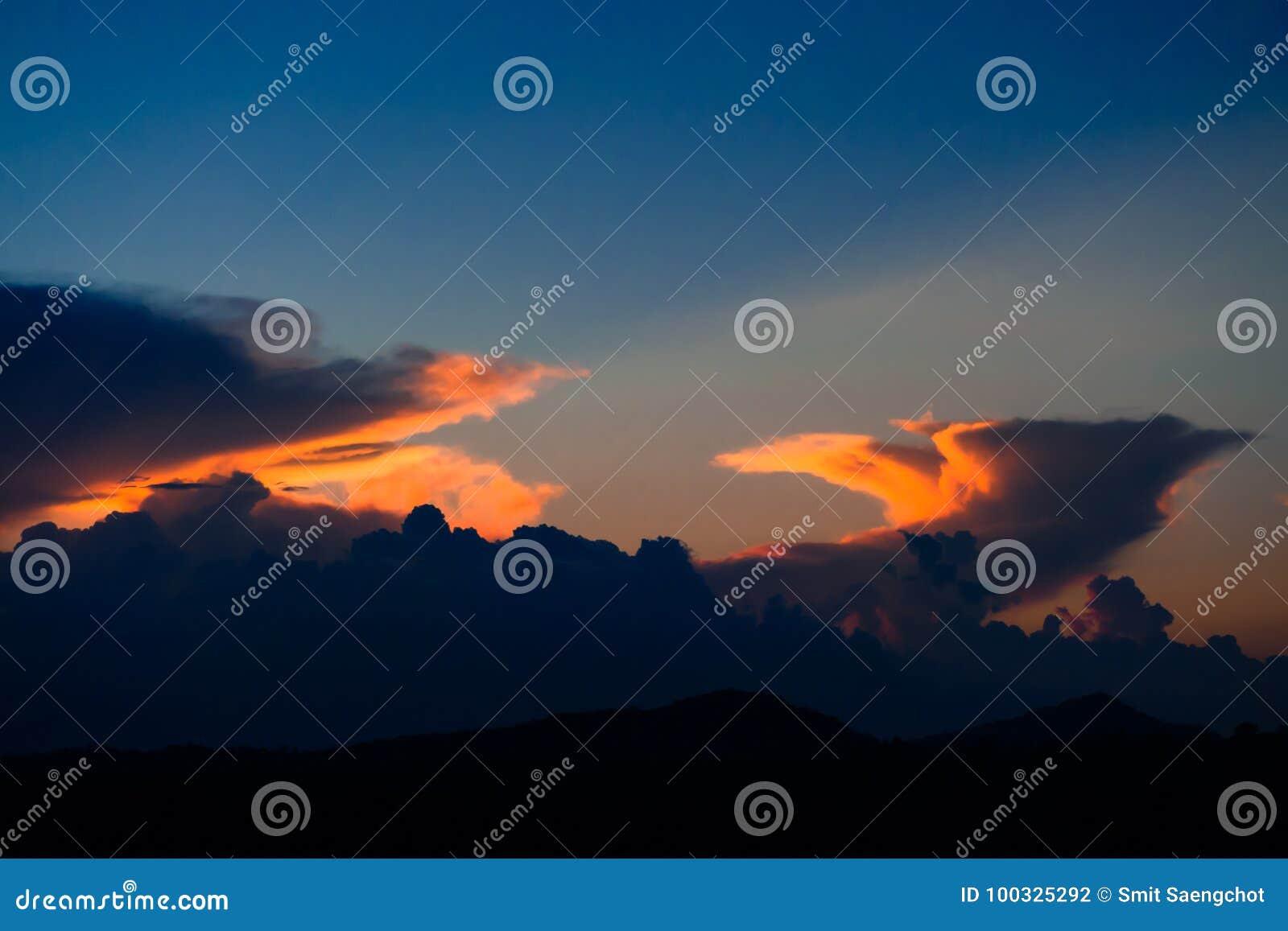 Sunset Sky with Mountain and Clouds Stock Photo - Image of colorful ...