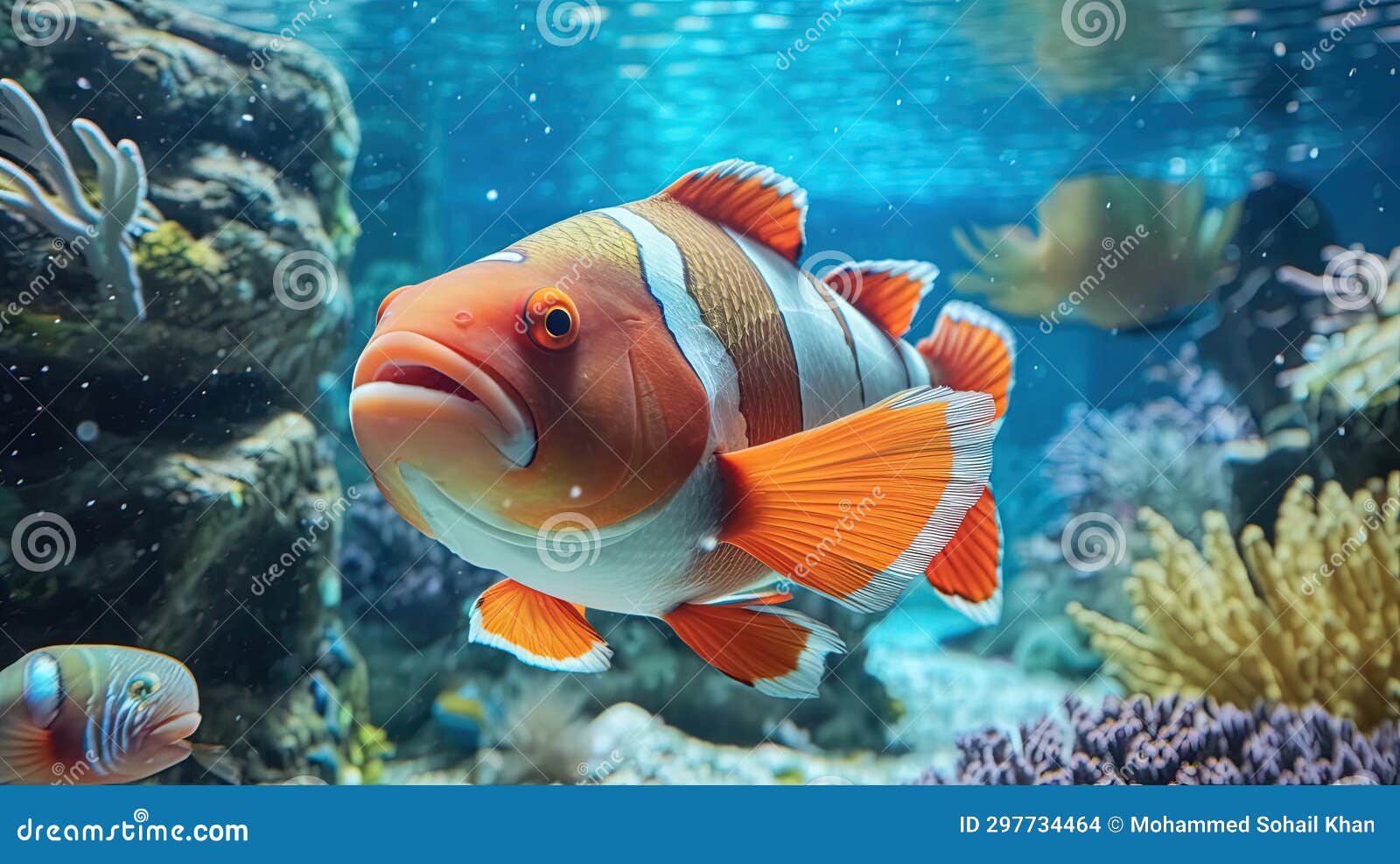 Colorful Clown Fish Blurry Background Stock Photo - Image of beauty ...