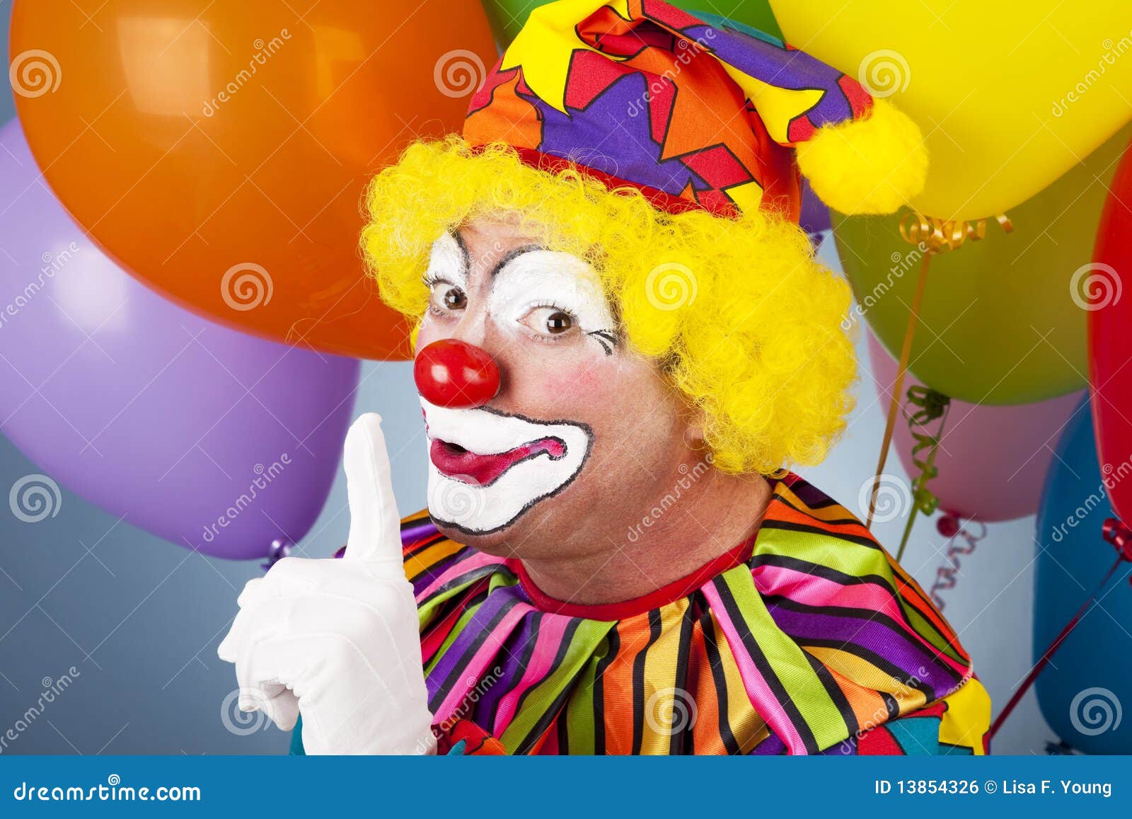 Colorful Clown - Shhhh stock photo. Image of gloves, character - 13854326