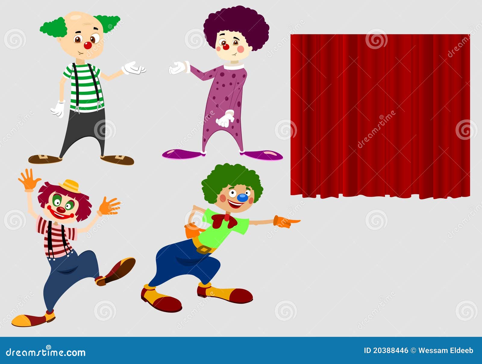 Clowns Set, Icons. Coloring Page. Vector Illustration. | CartoonDealer ...