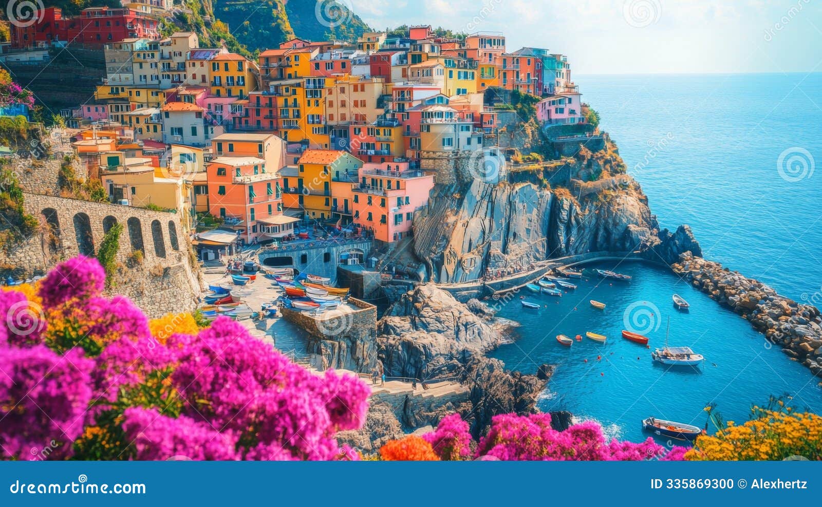 Colorful Coastal Cliffside Town in Italy Stock Photo - Image of italian ...