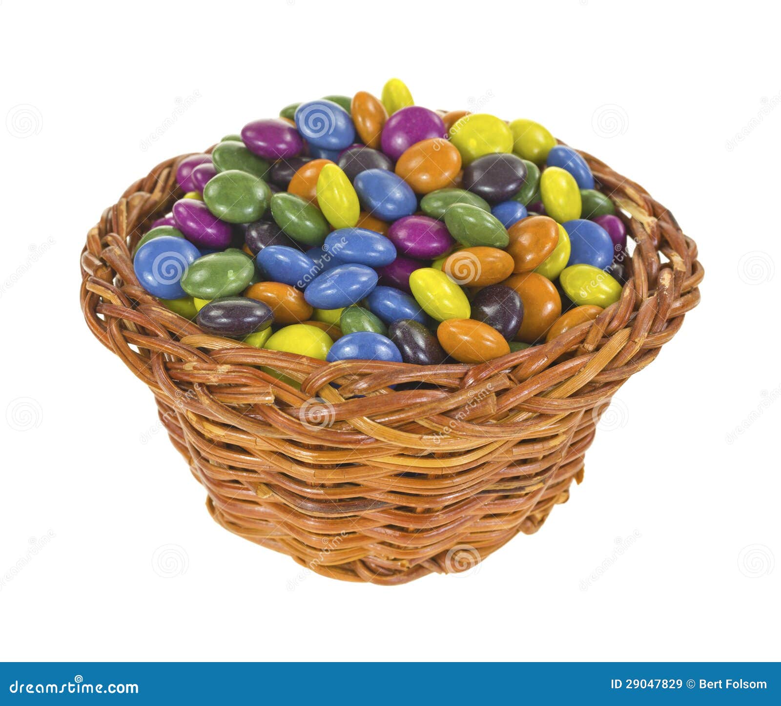 Colorful Coated Chocolate Candies in Basket Stock Image - Image of blue ...