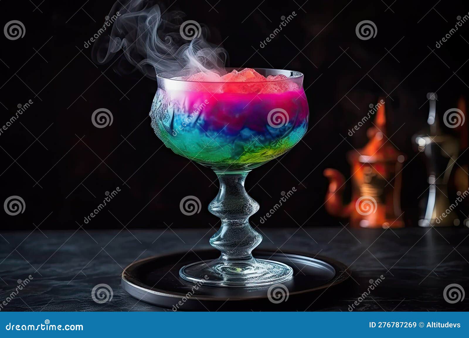 Colorful Cocktail with Fire and Smoke Effect, for a Magical and ...