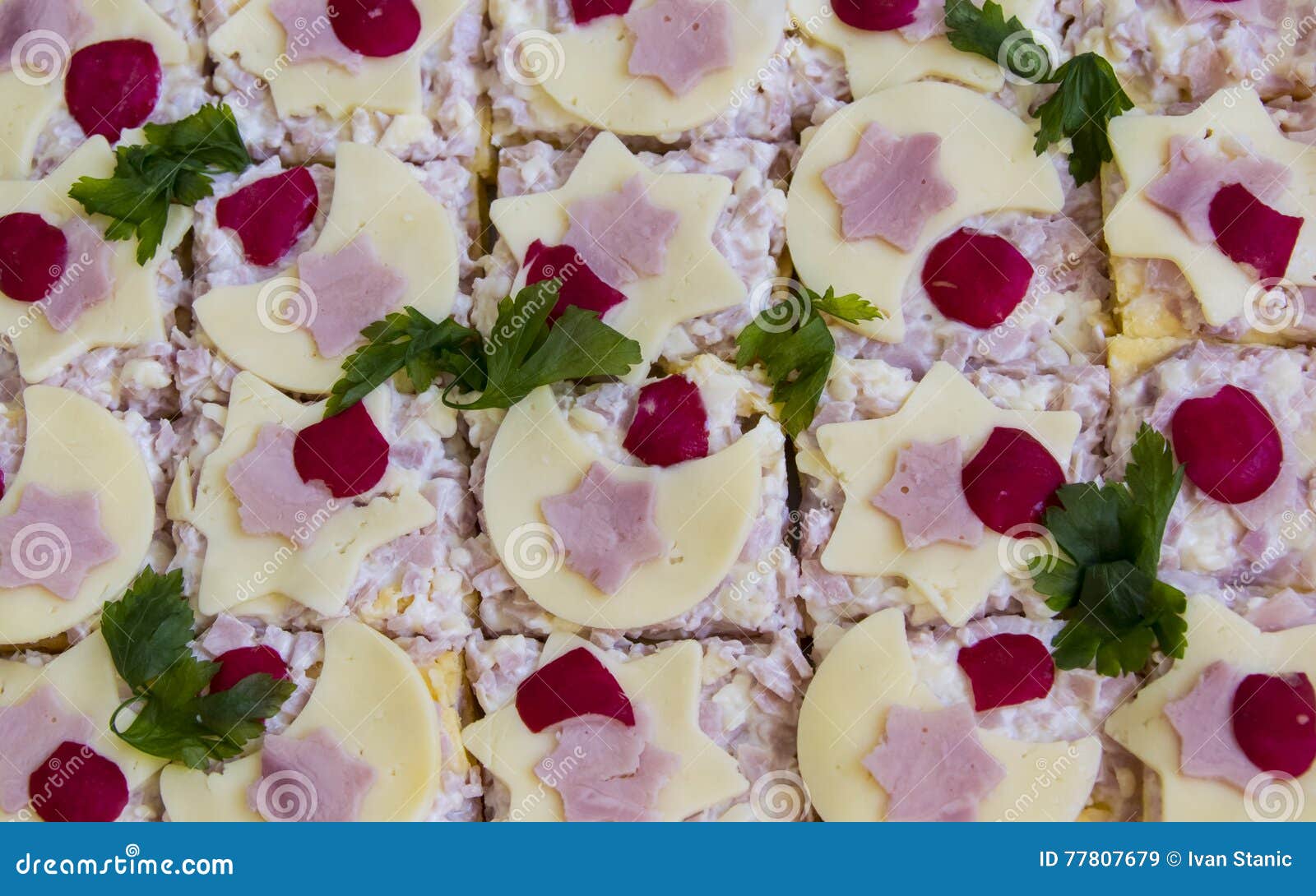 Colorful Cocktail Sandwiches with Cheese and Ham Stock Image - Image of ...