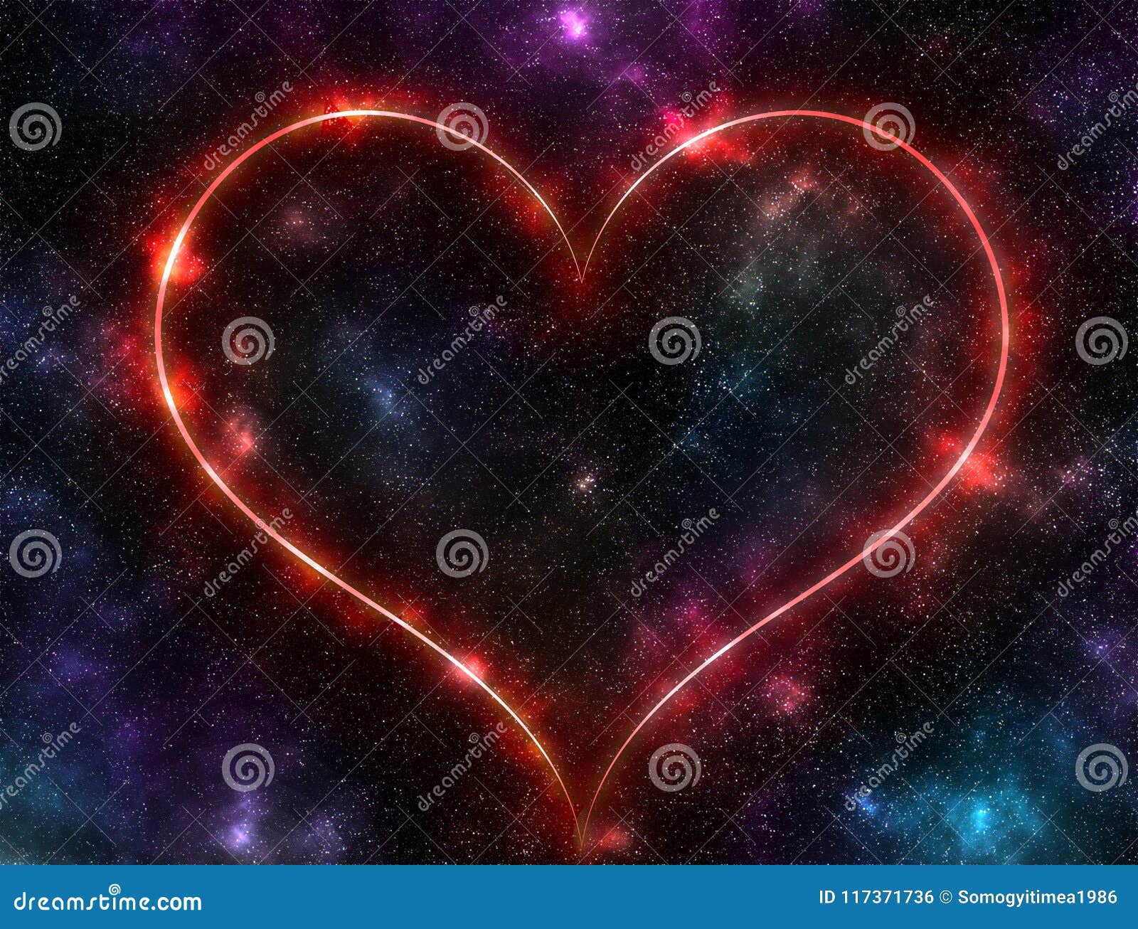 Beautiful Heart Galaxy with Nebula, Bright Glittery Stars, Stardust ...