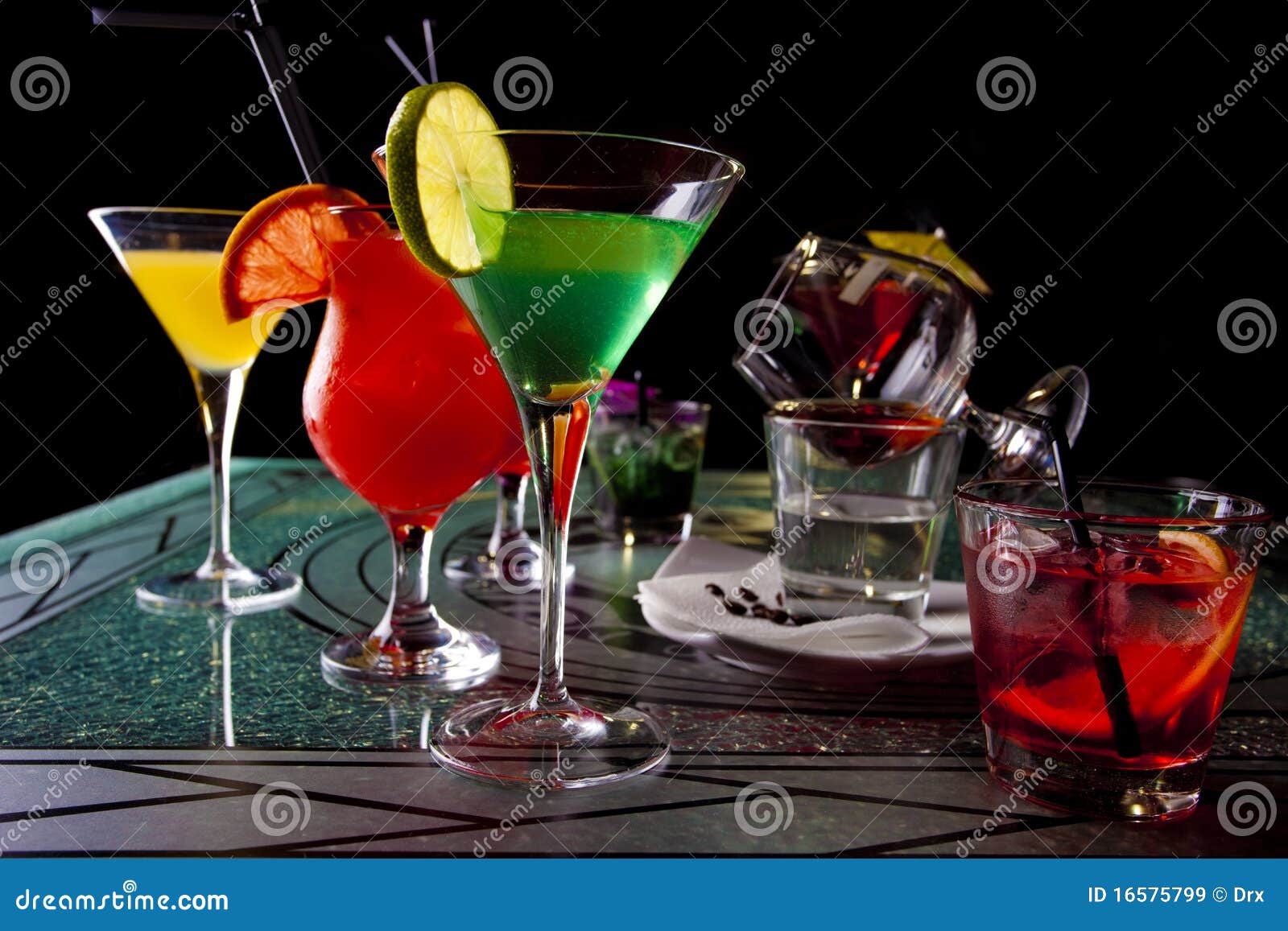 Colorful cocktails stock image. Image of chilling, nightclub - 16575799
