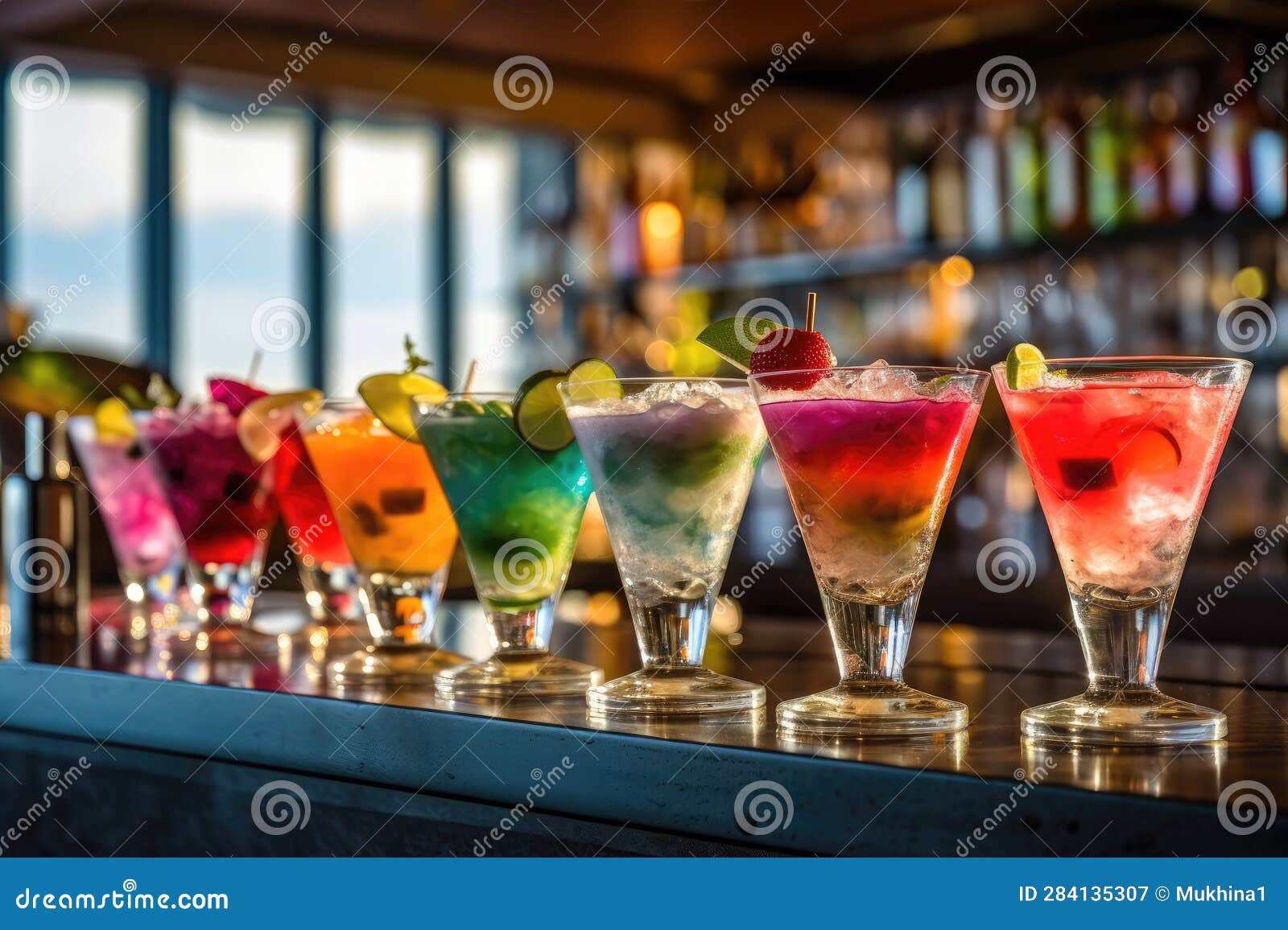 Colorful Cocktails With Fruits At The Bar Royalty-Free Cartoon ...