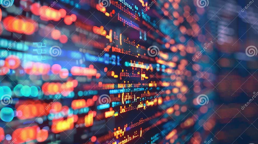 Colorful Code on Computer Screen Close-Up Stock Illustration ...